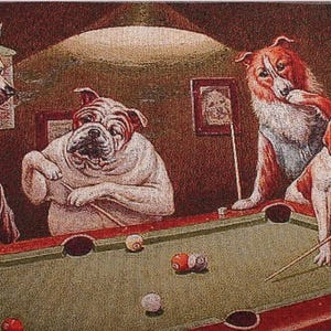 Wall Tapestry Dogs Playing Pool II Billiard Coolidge NOT PRINT Wall Art ...