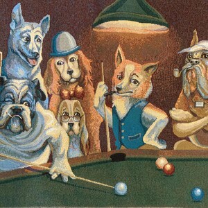 Dogs Play Billiard Tapestry Dogs Playing Pool Coolidge Art Animals Art ...