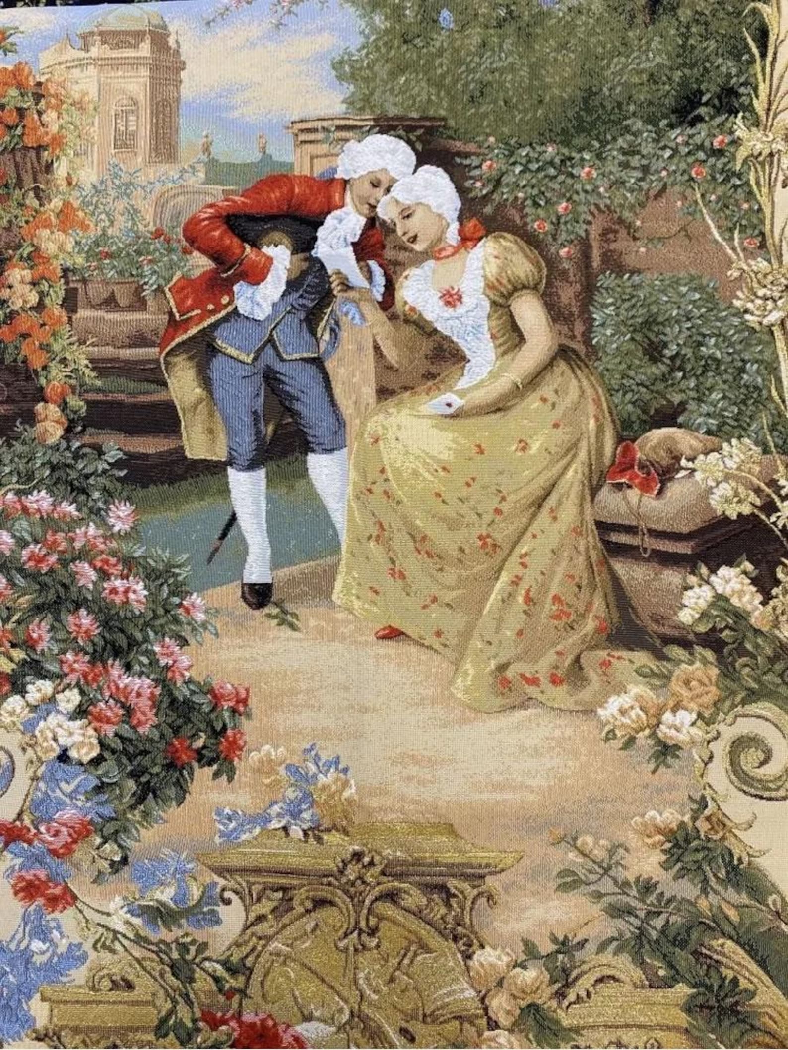 Boucher Style Couple Tapestry Wall Hanging Lesson of Eloquence ...
