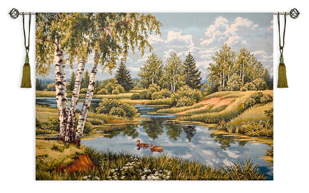 Large Textile Wallhanging Large Wall Art Wood Scene Tapestry Forest ...
