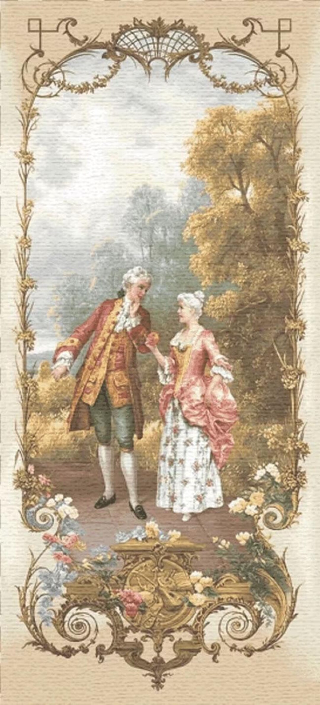 Boucher Style Tapestry Wall Hanging NOT PRINT Old World Romantic Couple ...