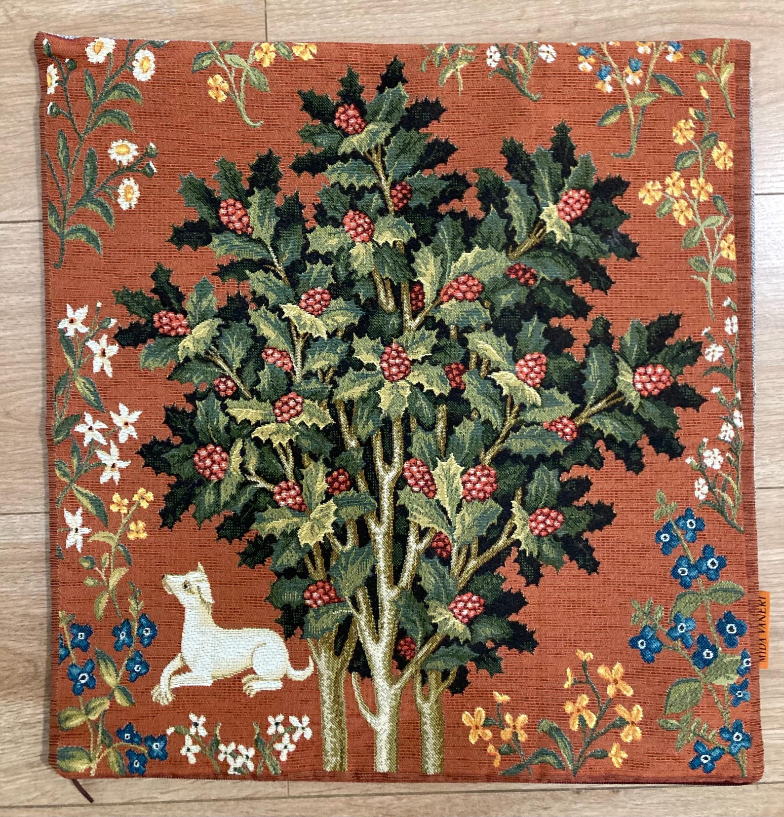 William Morris Medieval Tree of Life Flowers Dog Tapestry Pillow Case ...
