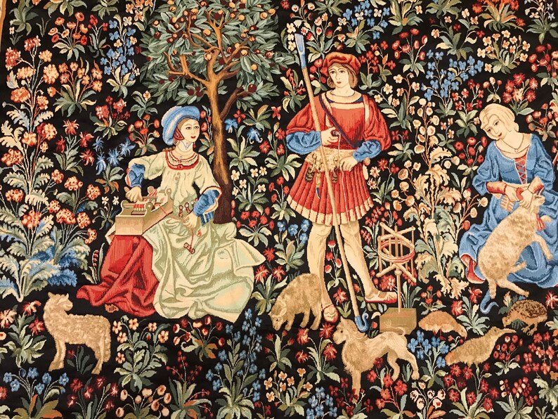 Medieval Shearing Mille Fleur Large Tapestry Wall Hanging - Etsy