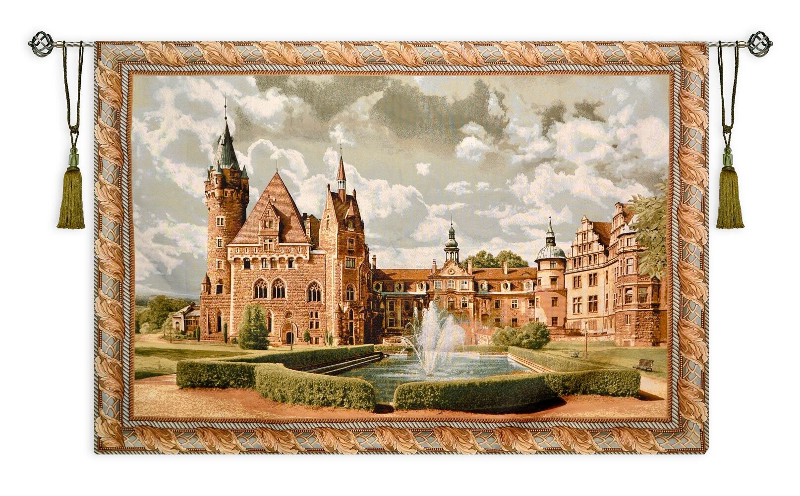 NOT PRINTED Wall Art Medieval Tapestry Castle Fountain Architecture ...
