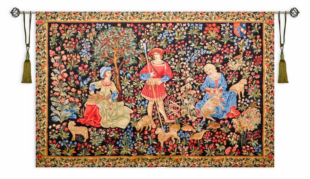 Medieval Shearing Mille Fleur Large Tapestry Wall Hanging 76x52 - Etsy