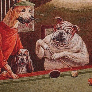 Wall Tapestry Dogs Playing Pool II Billiard Coolidge NOT PRINT Wall Art ...