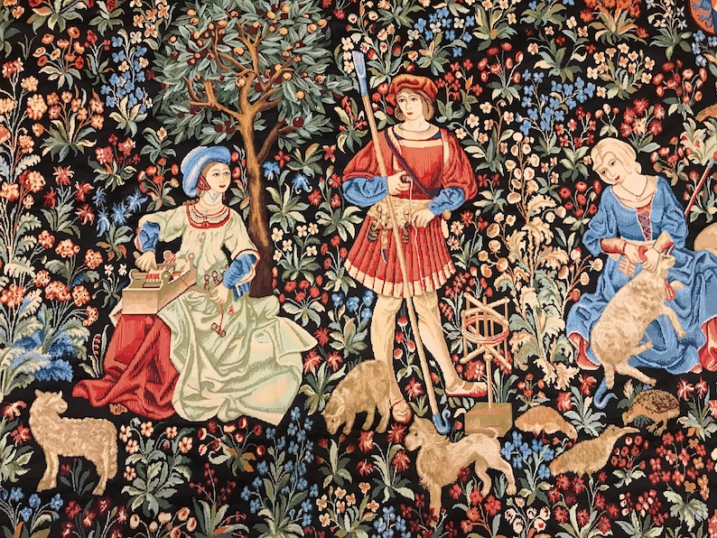 Medieval Shearing Mille Fleur Large Tapestry Wall Hanging - Etsy