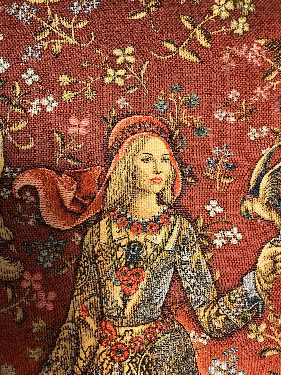 Lady With a Bird Dame a L'oiseau Medieval Style Tapestry Wall Hanging ...