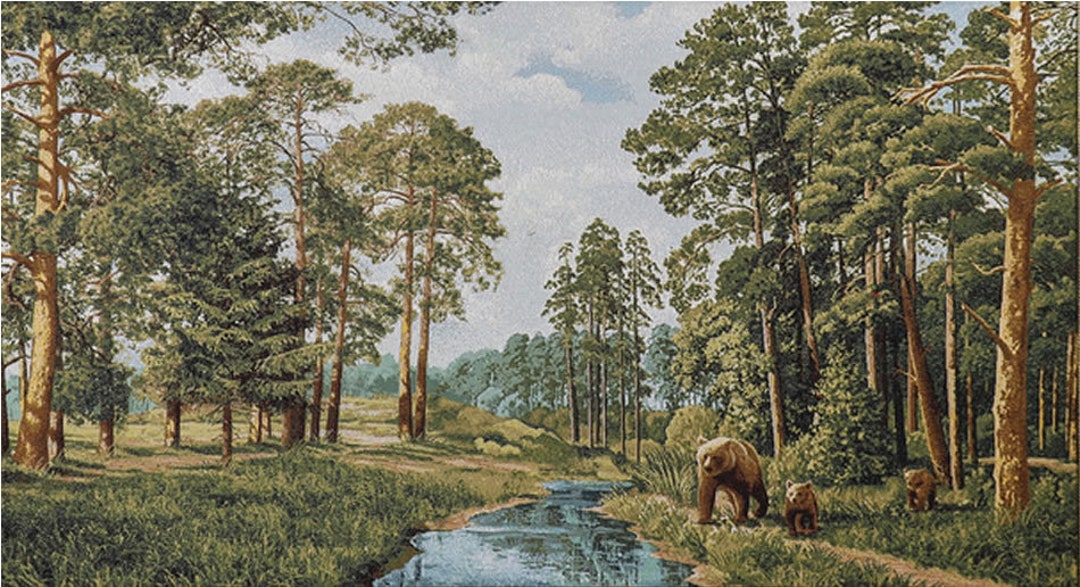 Wood Scene Textile Wallhanging Art Tapestry Wall Hanging Pinery Pine ...