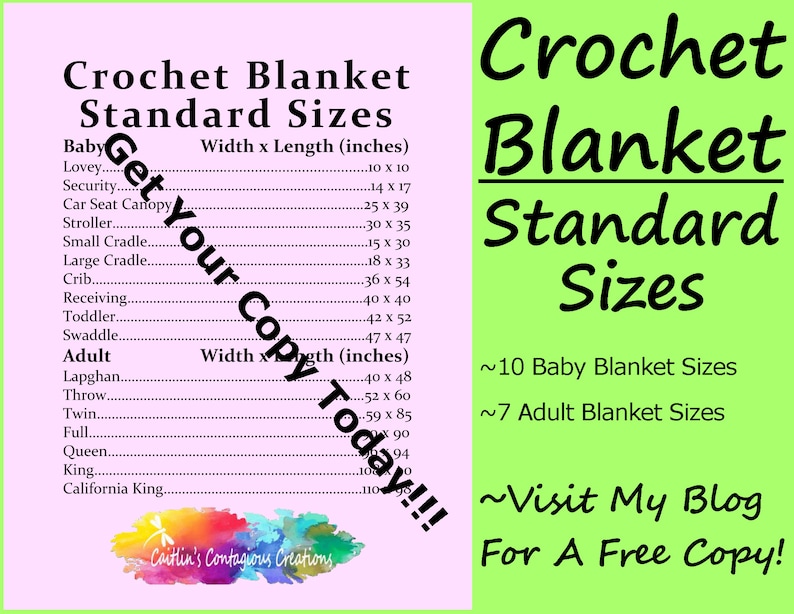 Blanket Size Guide | Crochet Printable PDF - Etsy