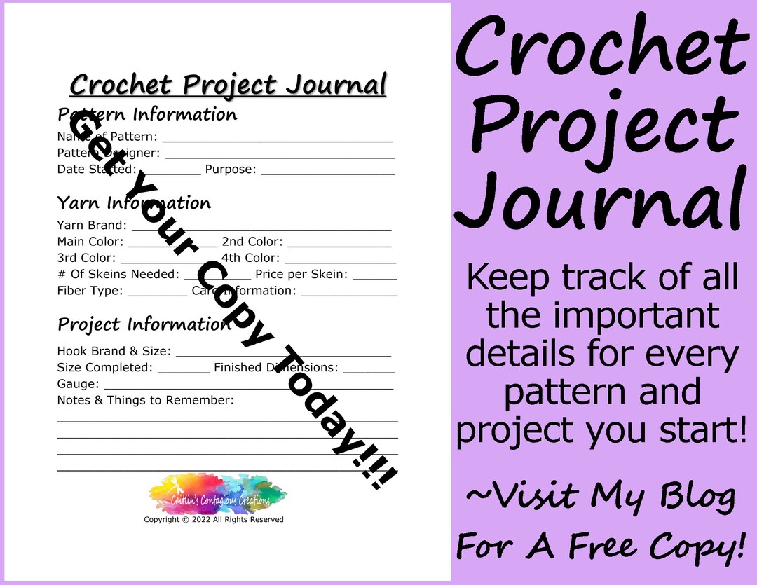 Crochet Project Journal | Printable PDF - Etsy