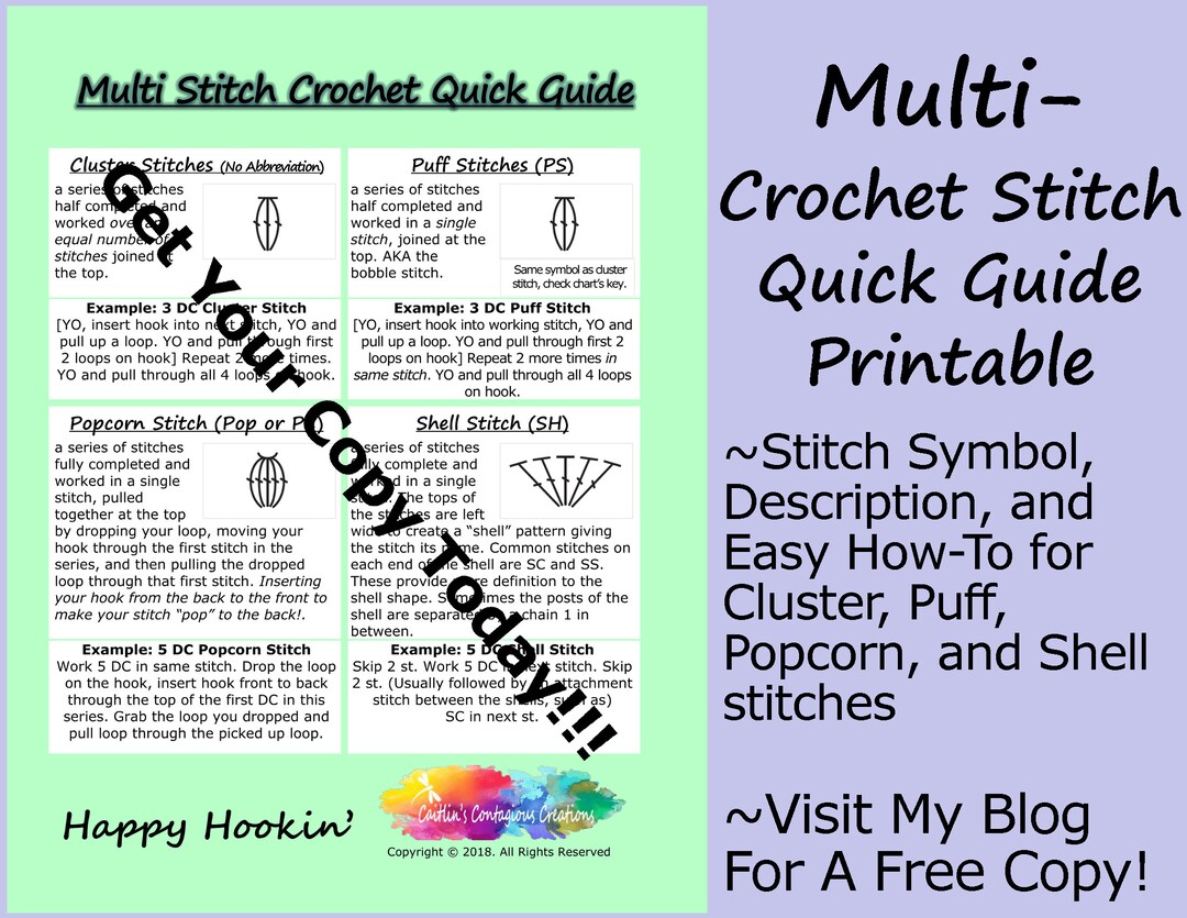 Multi Crochet Stitch | Printable Quick Guide - Etsy