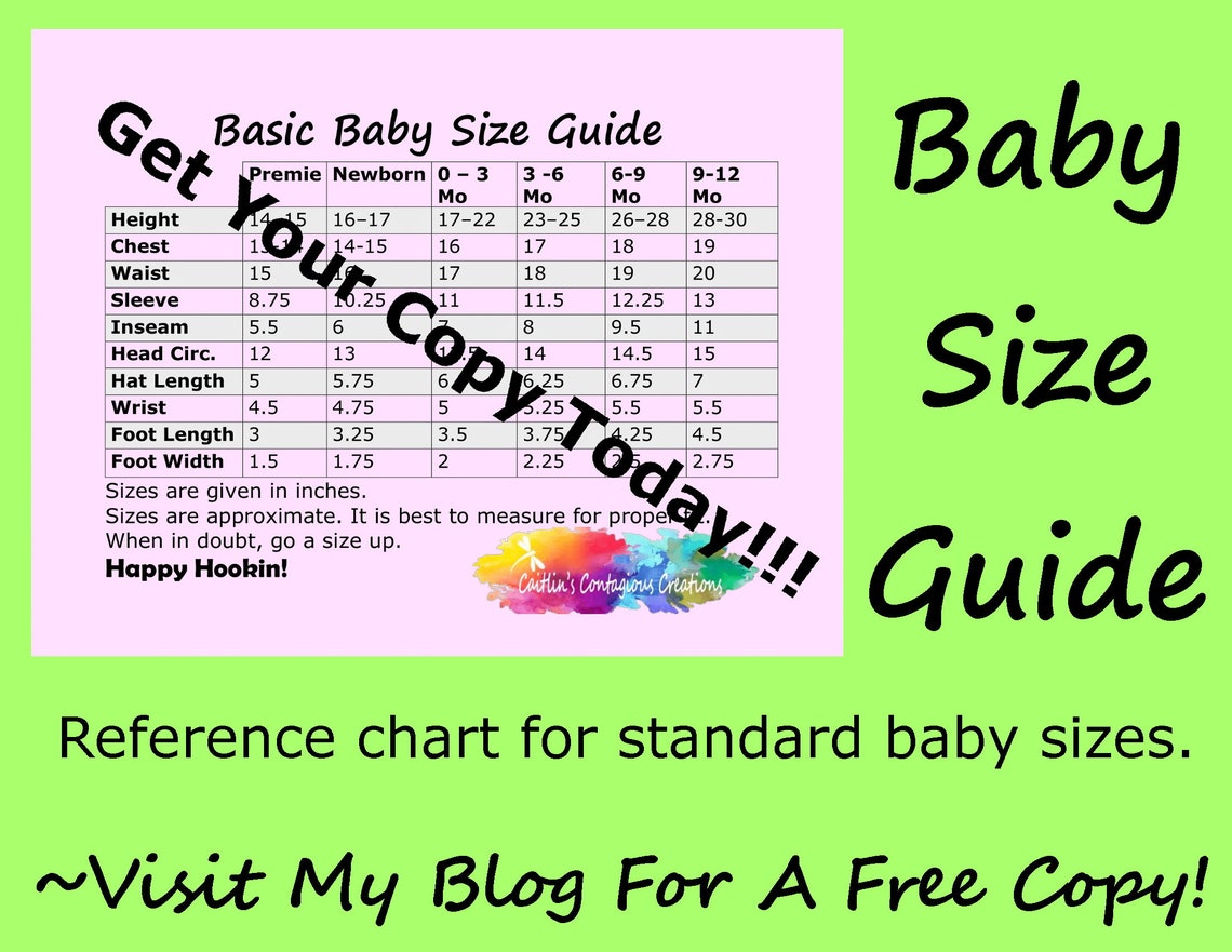 Baby Size Guide | Crochet Printable PDF - Etsy