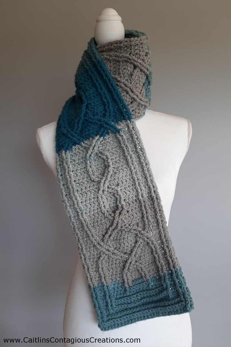 Cable Knotted Scarf Crochet Pattern Design Winter Men Women - Etsy