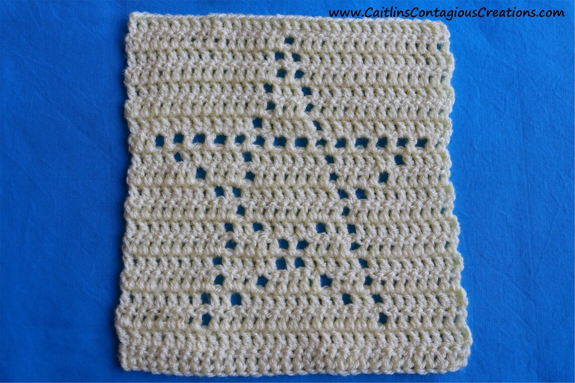 Star Shape Filet Square Crochet Pattern Easy Step by Step | Etsy