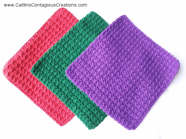 Crochet Crunch Stitch Dish Cloth Rag Wash Cloth Towel Easy and Quick ...