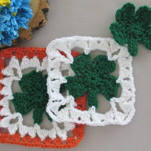 Shamrock Granny Square Crochet Pattern. Irish Flower Four 4 Leaf Clover ...