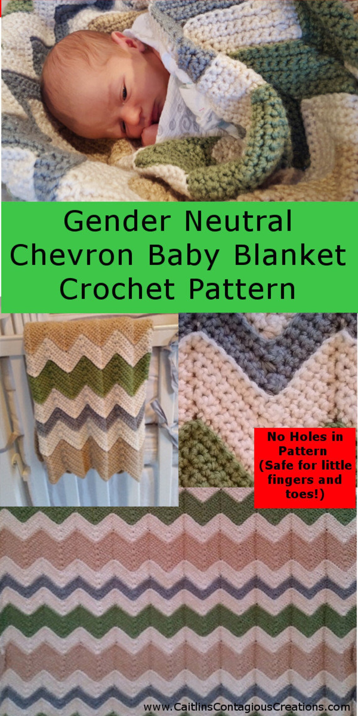 Gender Neutral Crochet Pattern Baby Receiving Blanket Baby Shower Gift ...