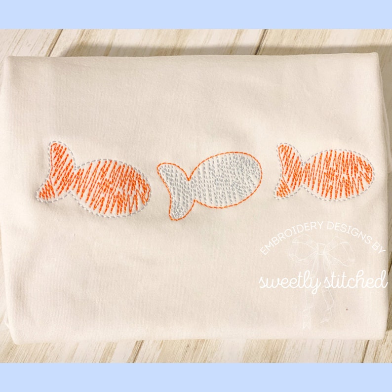 Scratchy Fish Trio Embroidery Design - Etsy