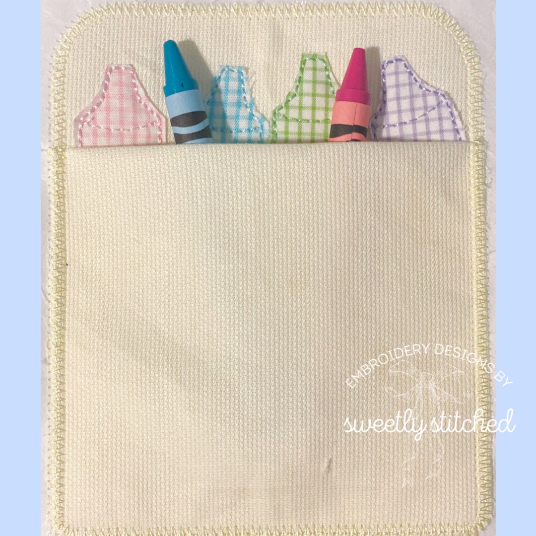 Crayon Box Pocket Appliqué Machine Embroidery Design - Etsy
