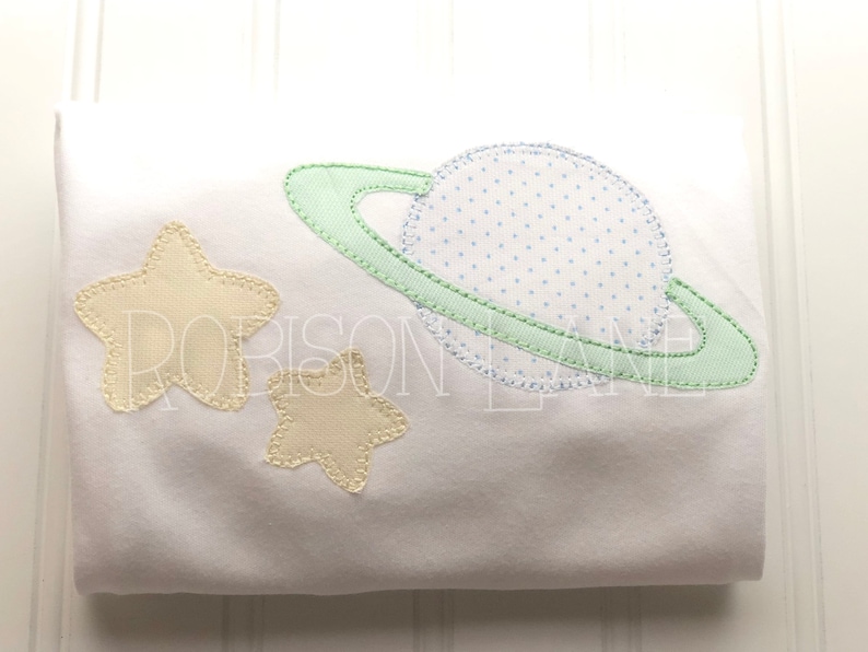 Planet and Stars Machine Embroidery Applique - Etsy