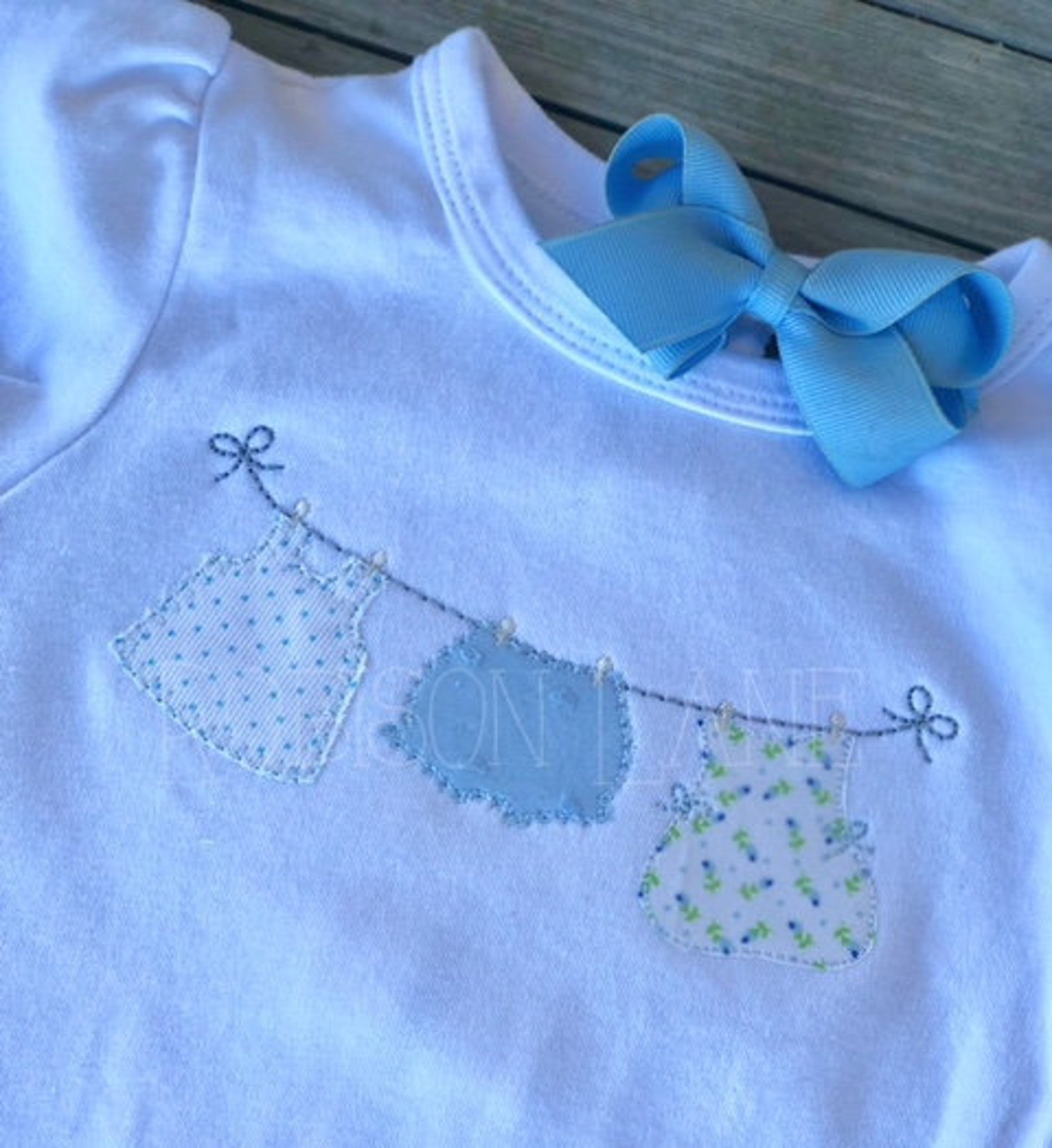 Clothes Line Applique machine embroidery design | Etsy