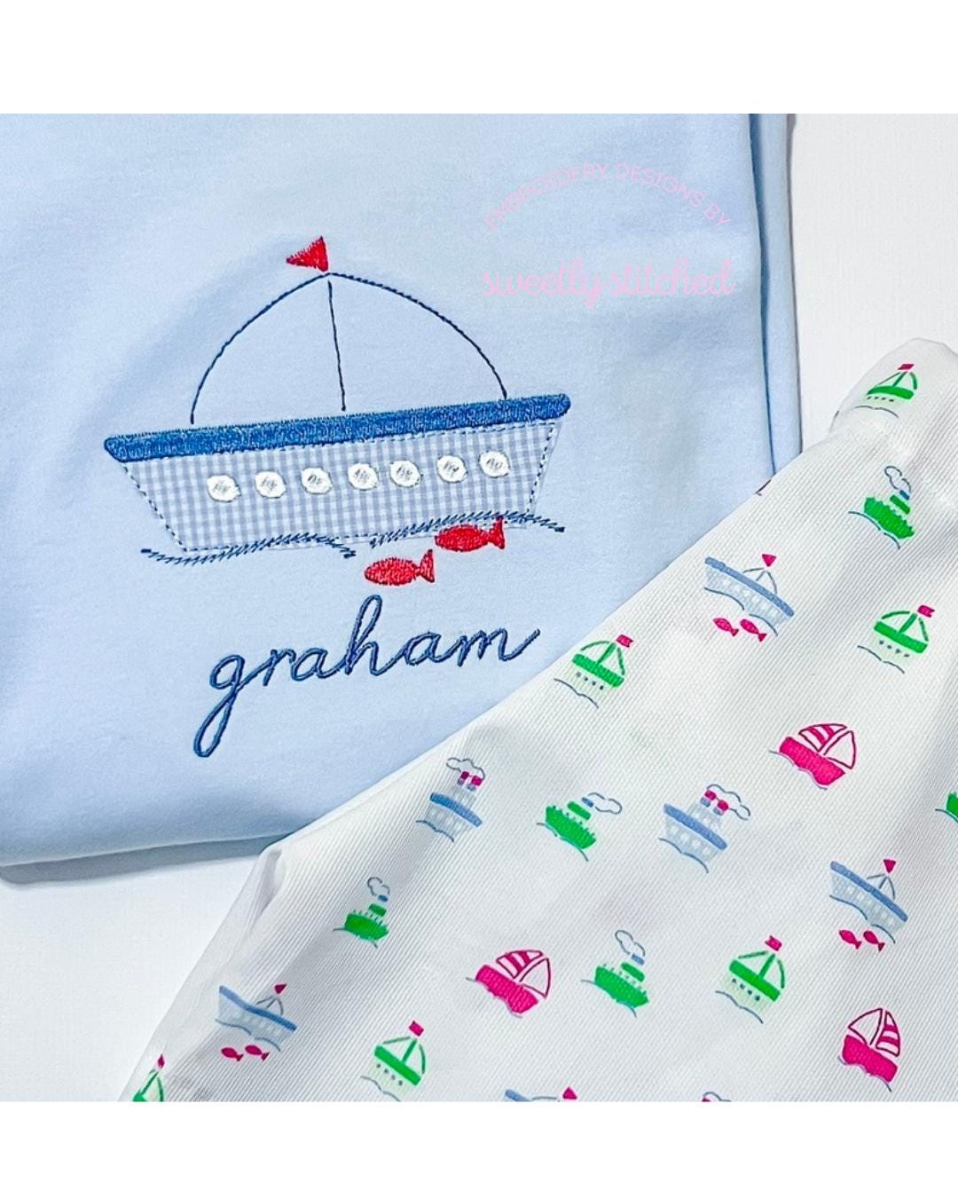 Boat Applique Machine Embroidery Design - Etsy