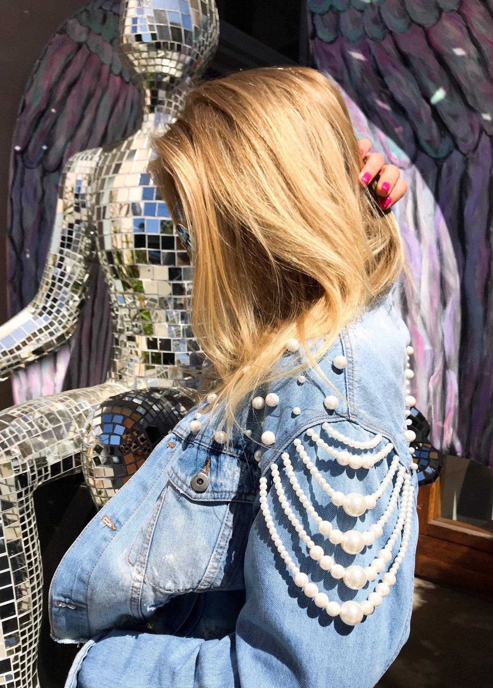 REBEL GIRL | Hand Painted, Embroidered Custom Denim Jacket With Pearl ...