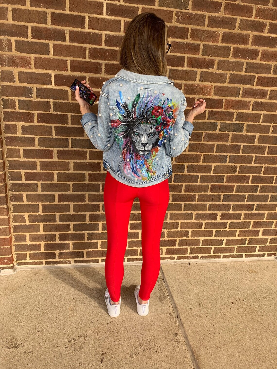 LION | Hand Painted Custom Denim Jean Jacket - Etsy
