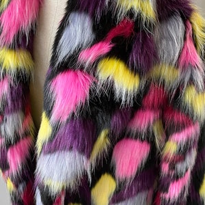 Multicolored Faux Fur Coat - Etsy