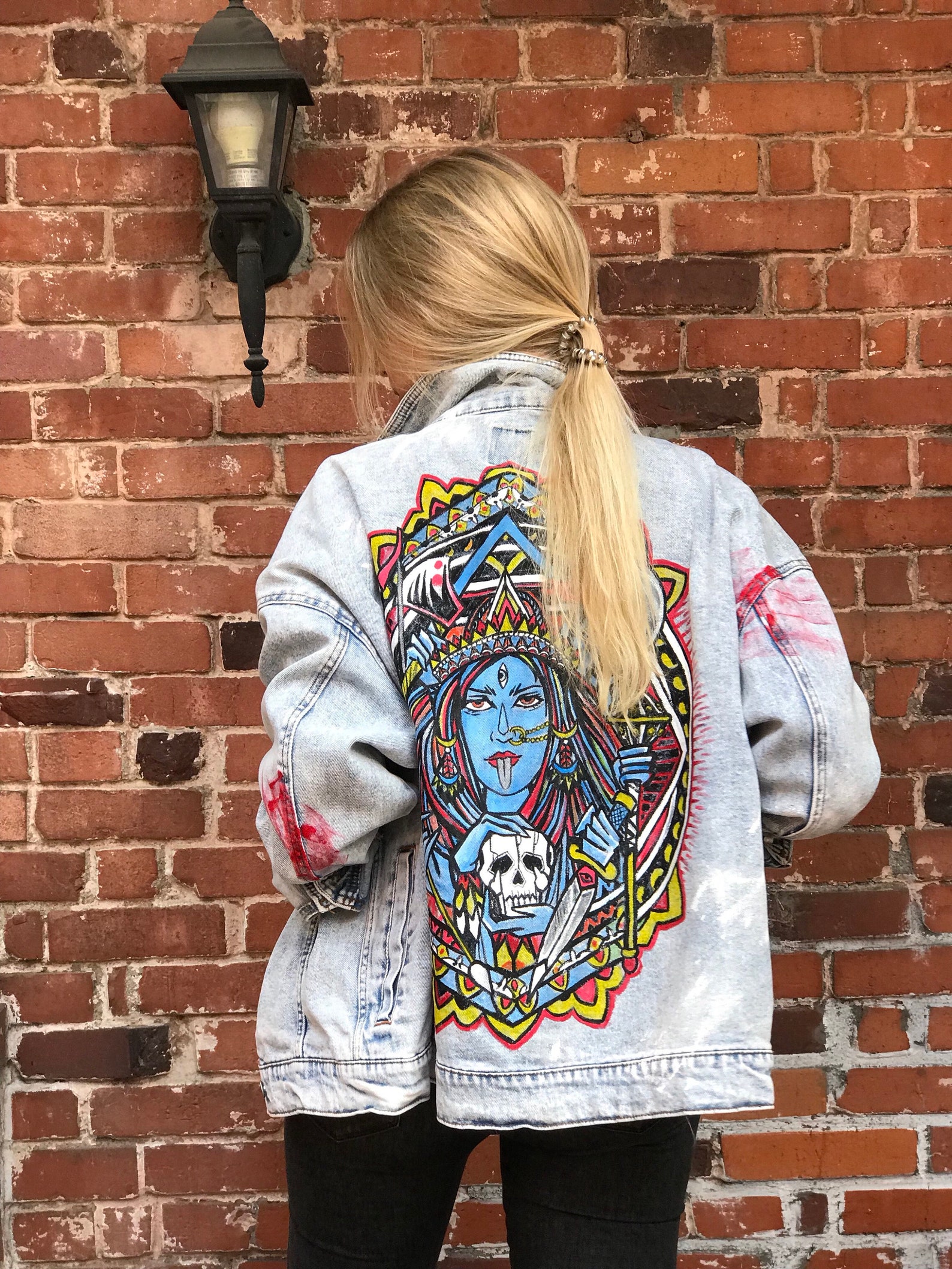 KALI GODDESS | Hand Painted Custom Denim Jean Jacket - Etsy