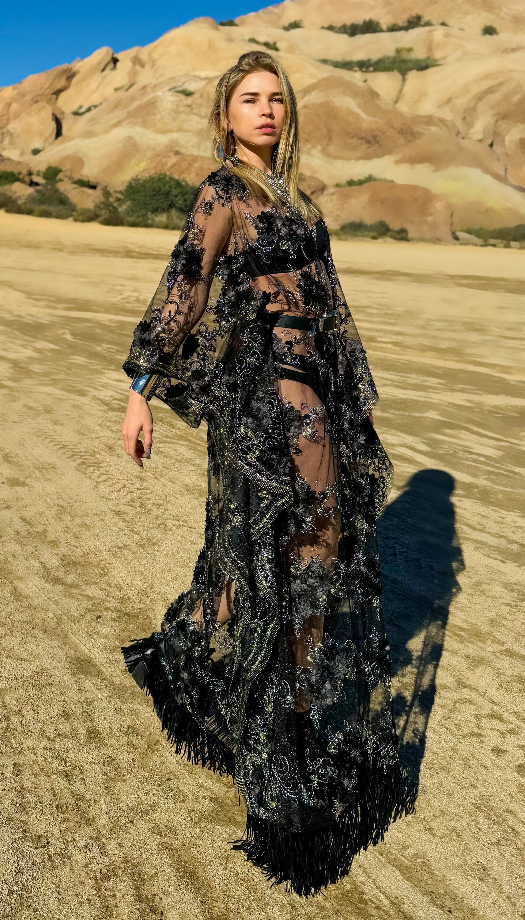 Goddess Embroidered Kimono Dress - Etsy
