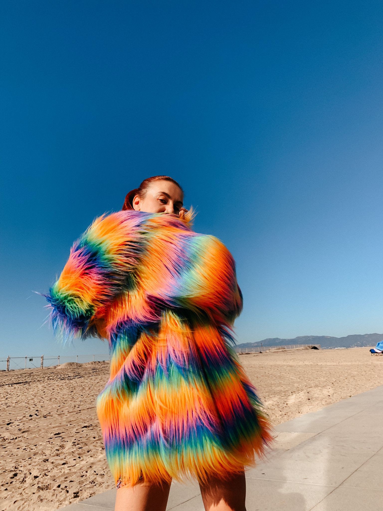 MOVA Festival Rainbow Fur Coat - Etsy