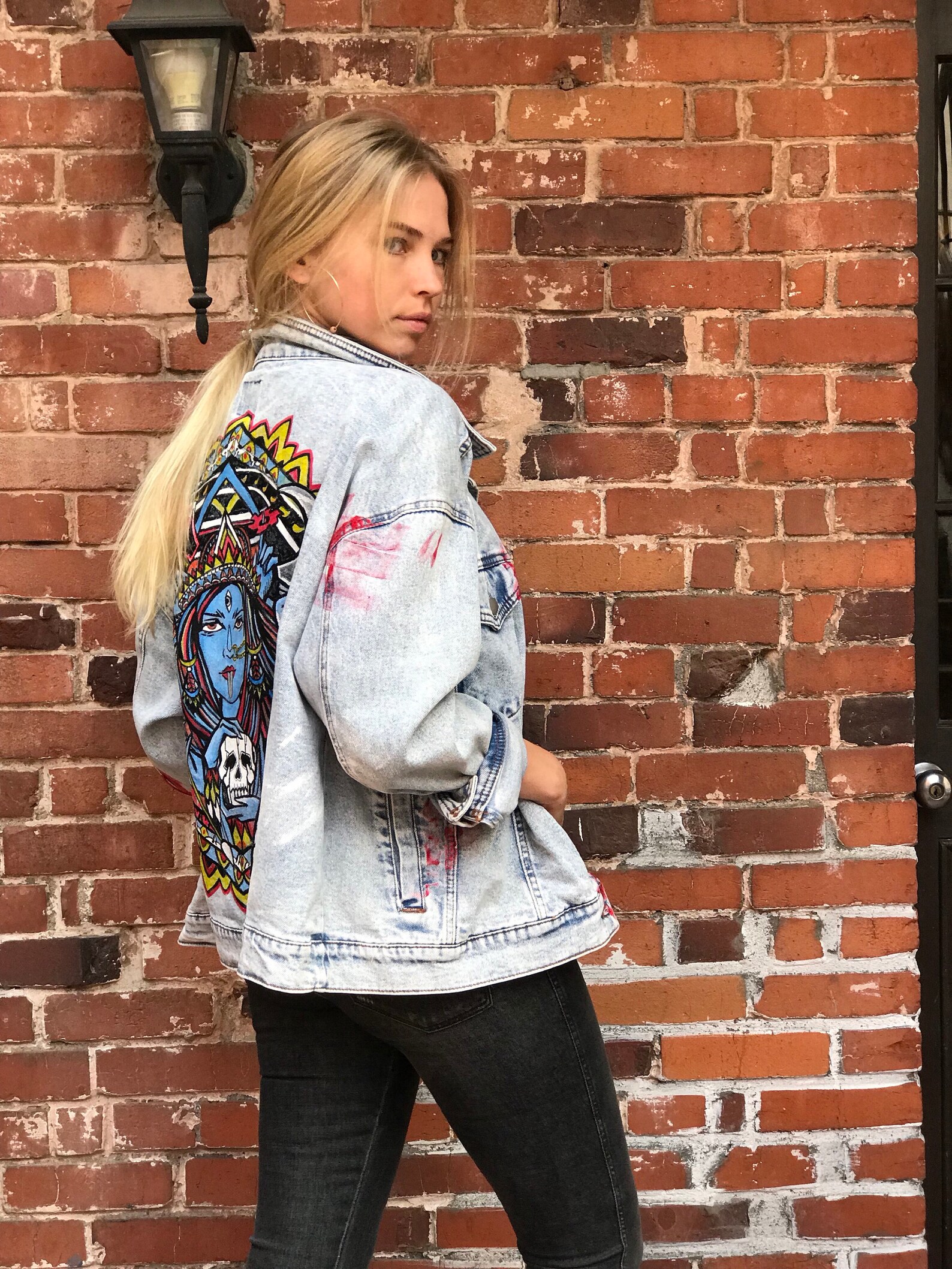 KALI GODDESS | Hand Painted Custom Denim Jean Jacket - Etsy