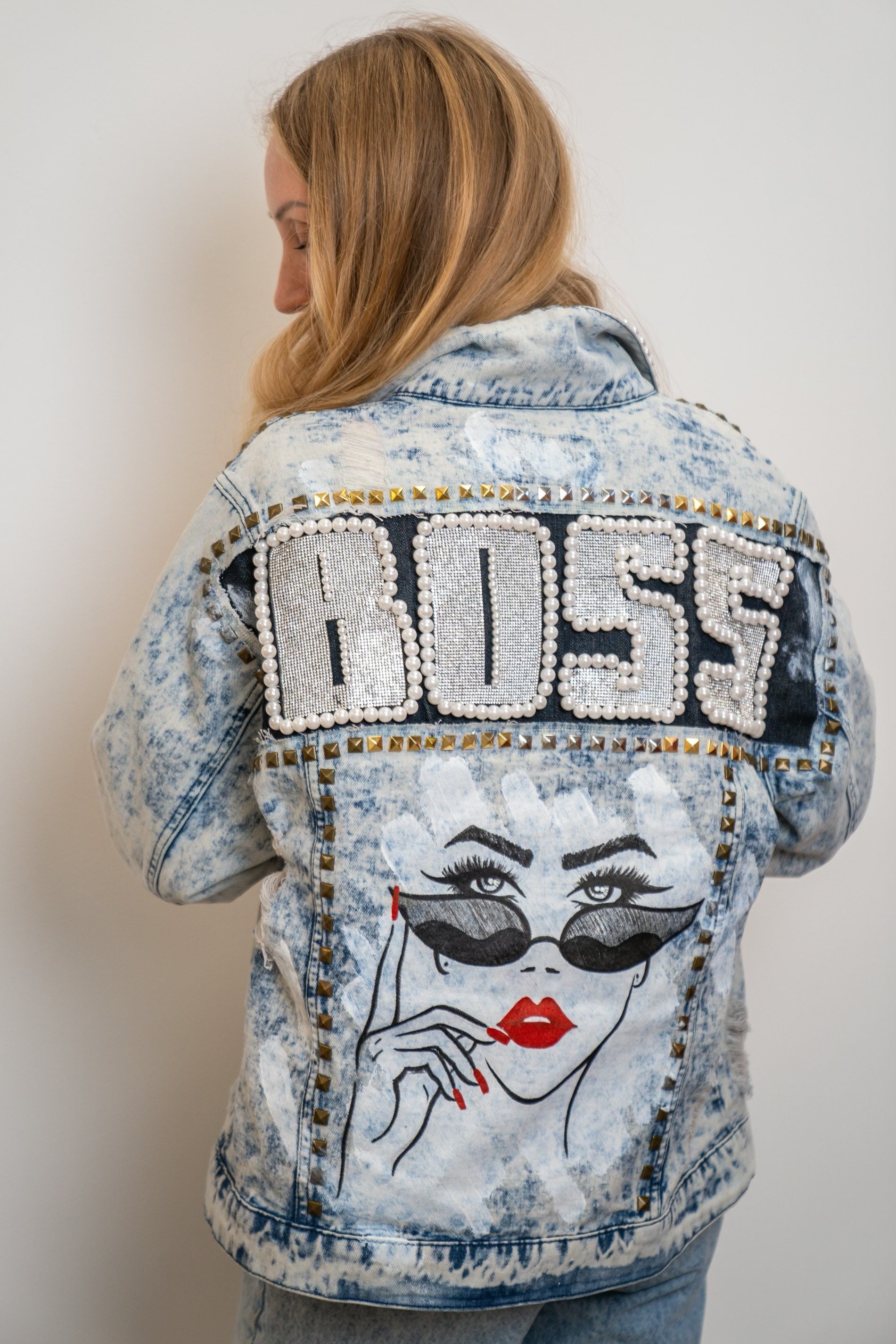 BOSS, Embroidered Denim Jacket - Etsy