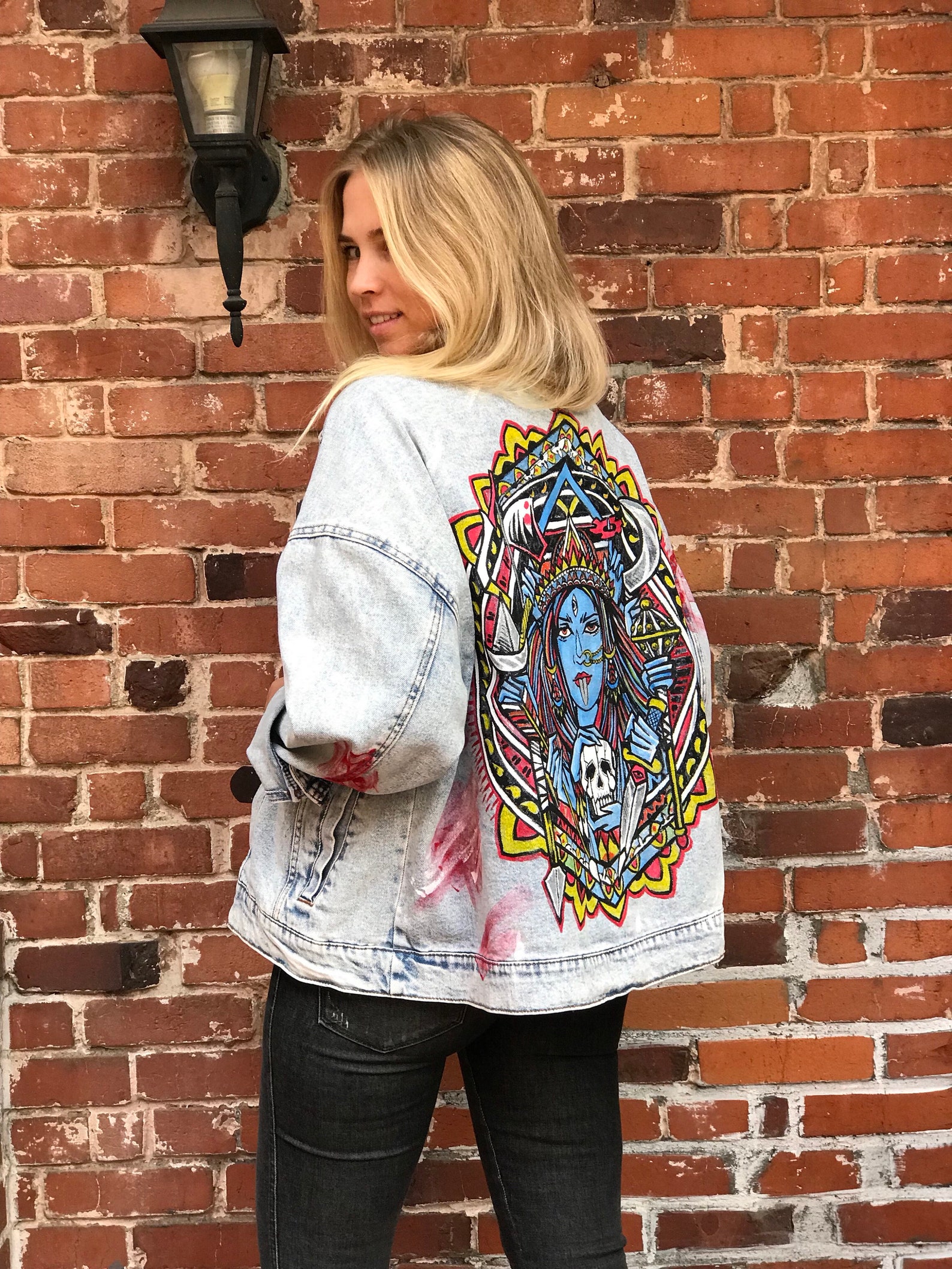KALI GODDESS | Hand Painted Custom Denim Jean Jacket - Etsy