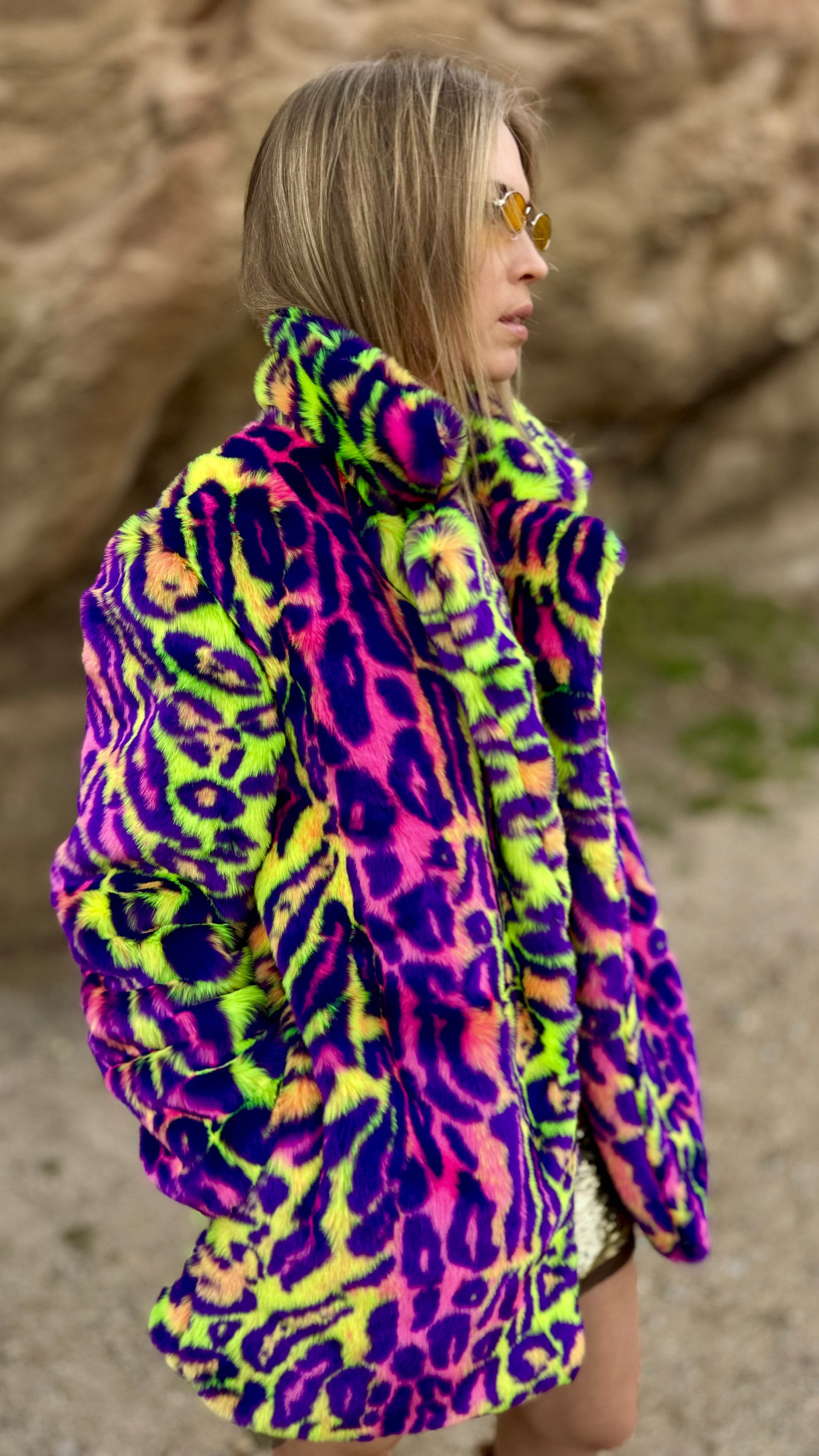 Multicolored Leopard Print Faux Fur Coat - Etsy