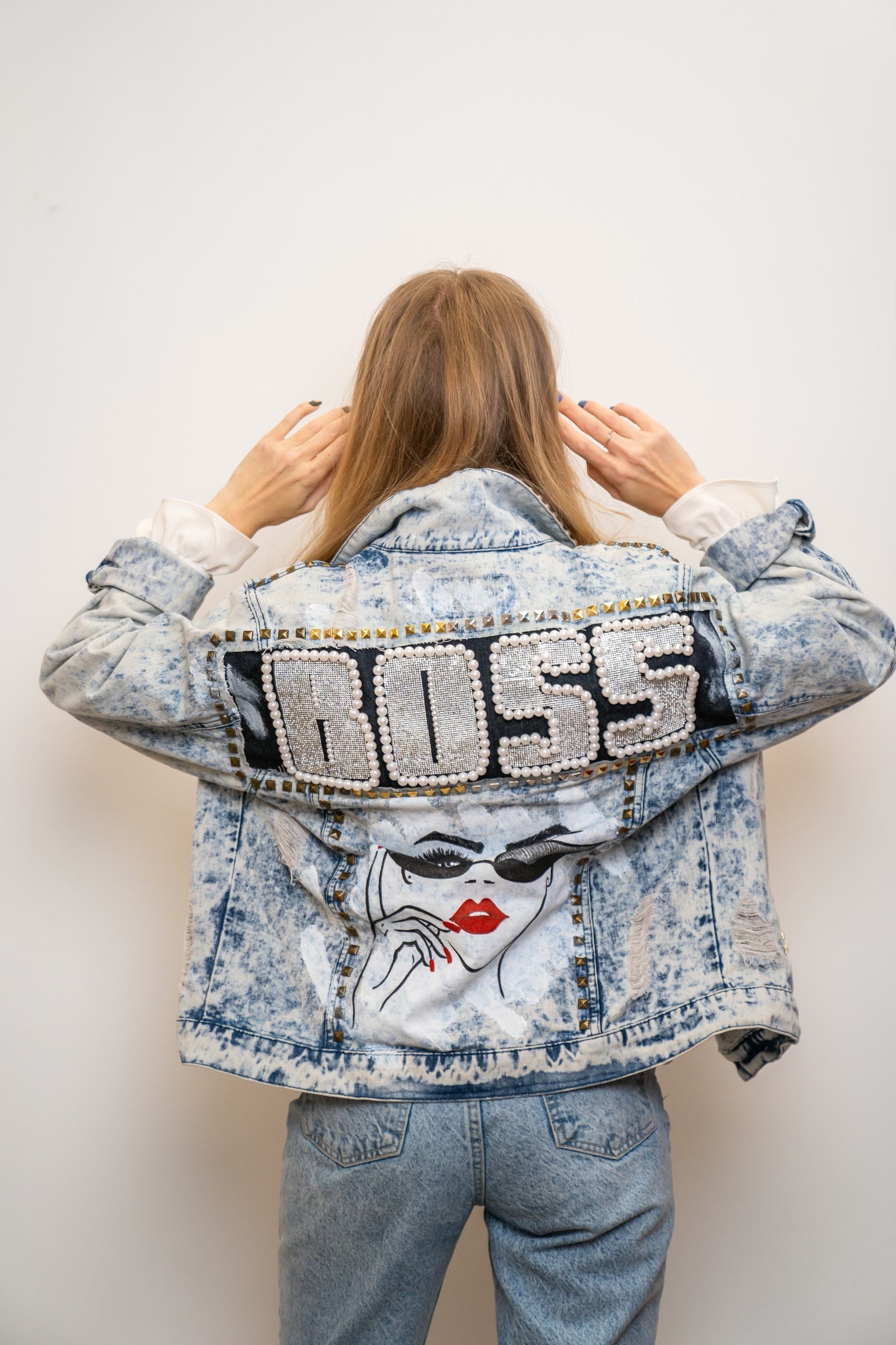 BOSS, Embroidered Denim Jacket - Etsy