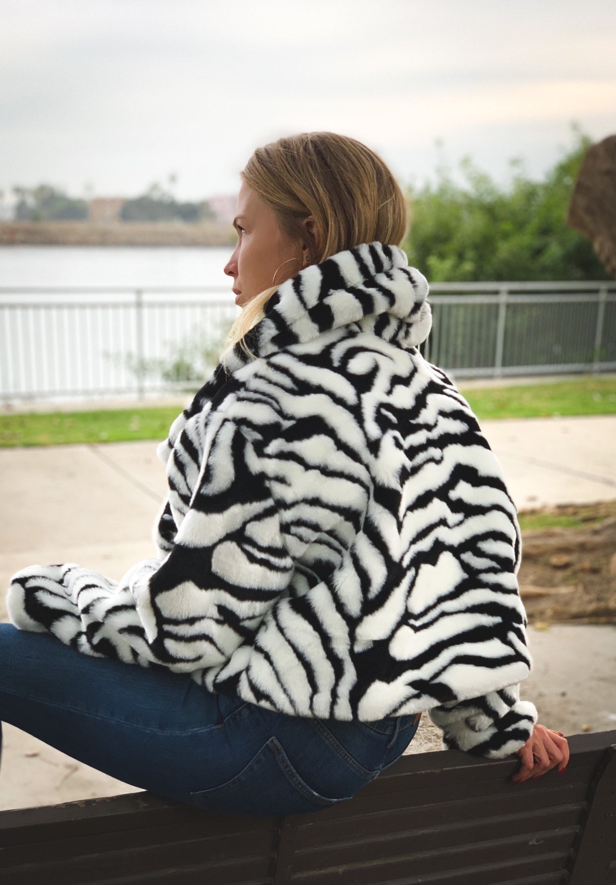 Zebra cropped fur coat //MOVA// | Etsy