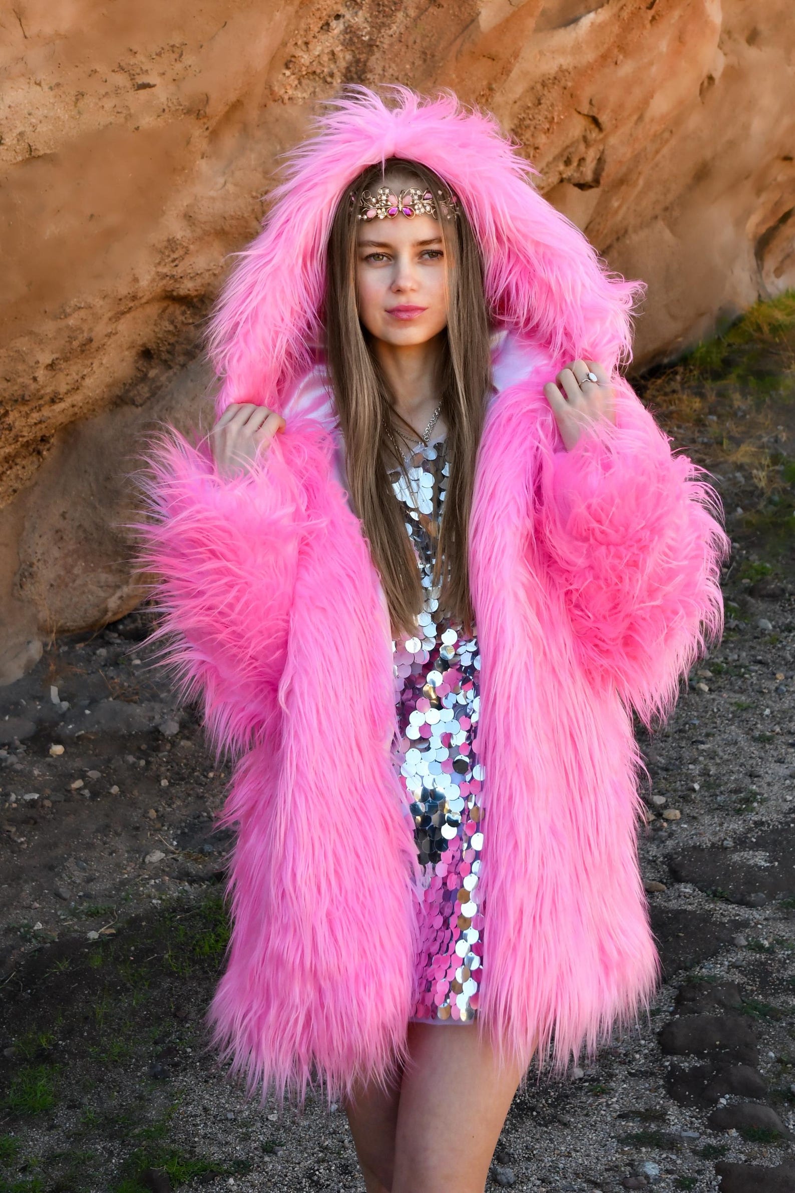 Barbie Pink Hooded Fur Coat - Etsy