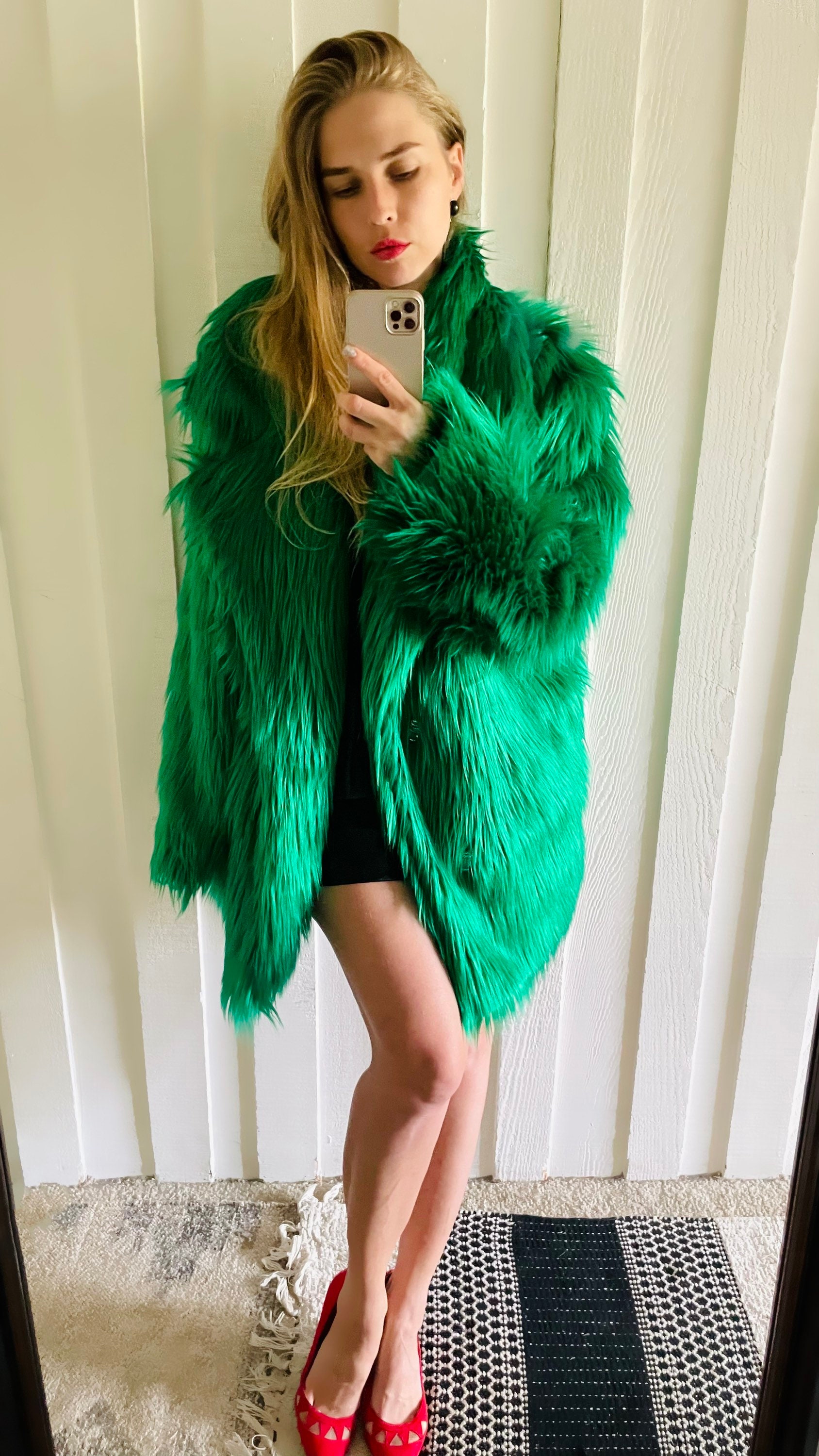 Crazy Green Faux-fur Coat - Etsy