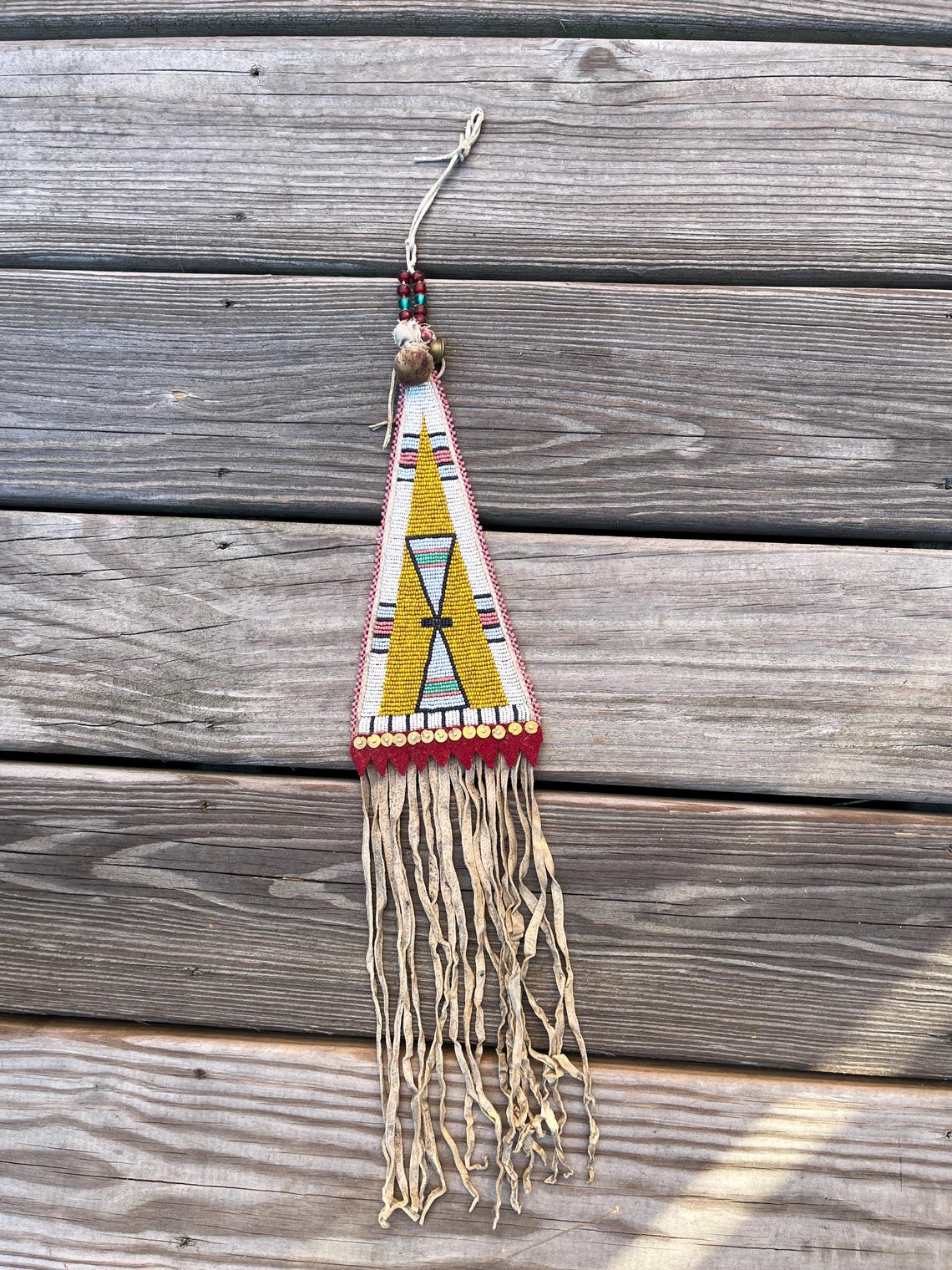 Tomahawk Drop of Brain Tanned Leather and Seed Beads. Lakota Sioux ...
