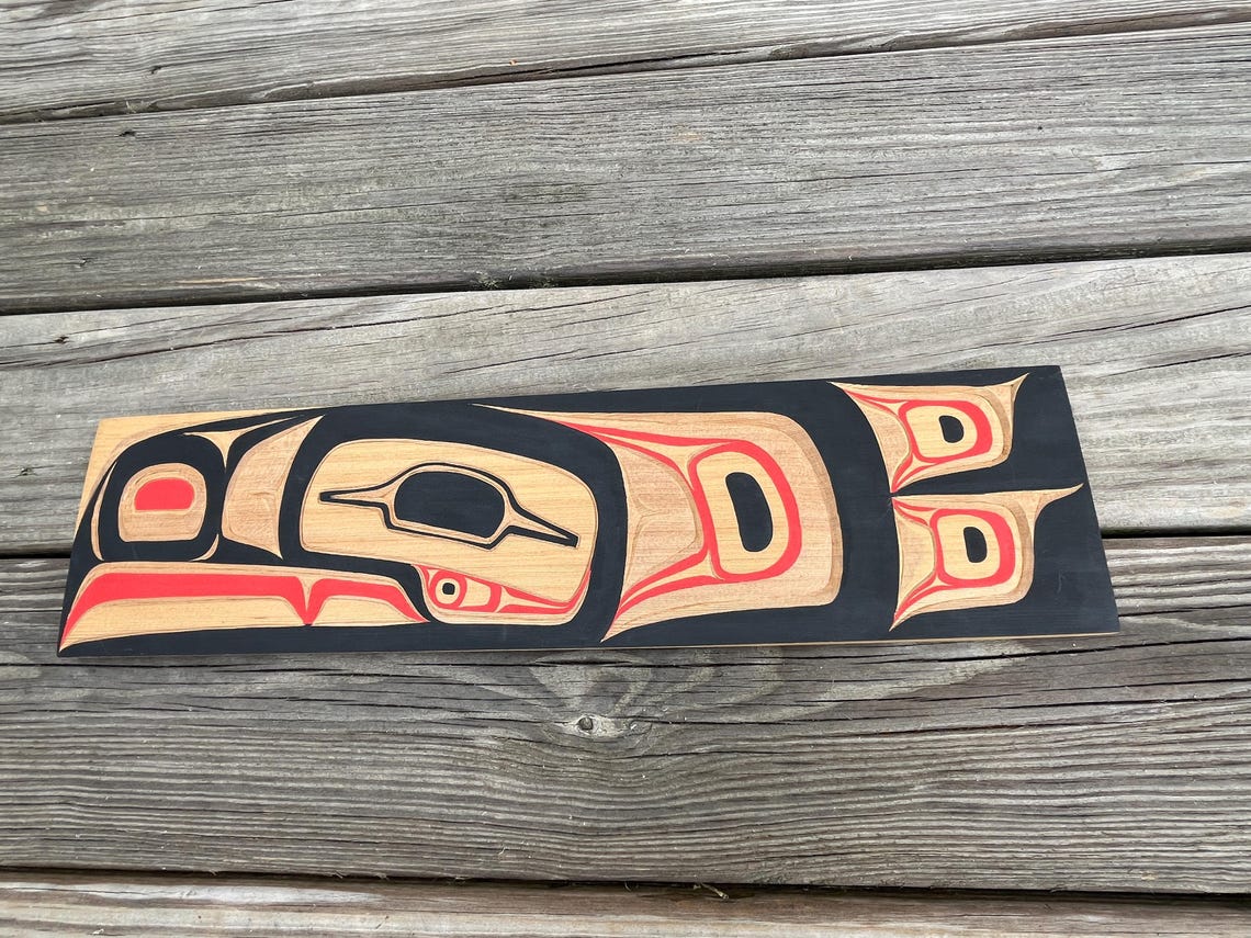 Tlingit Northwest Coast RAVEN Cedar Panel by Victor Michael West- NWC ...
