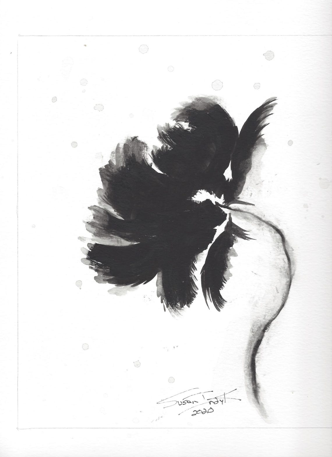 Poppy Watercolor, Flower Watercolor, Elegant Black Poppy Watercolor ...