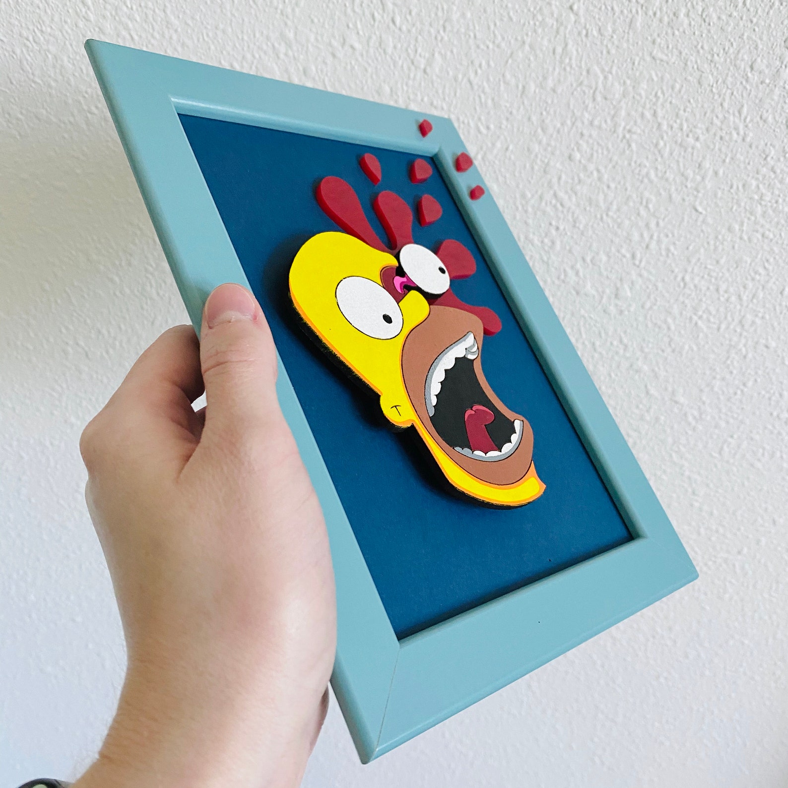 Homer Exploding Eye Woodcut Painting | Original Acrylic Painting 5x7 ...