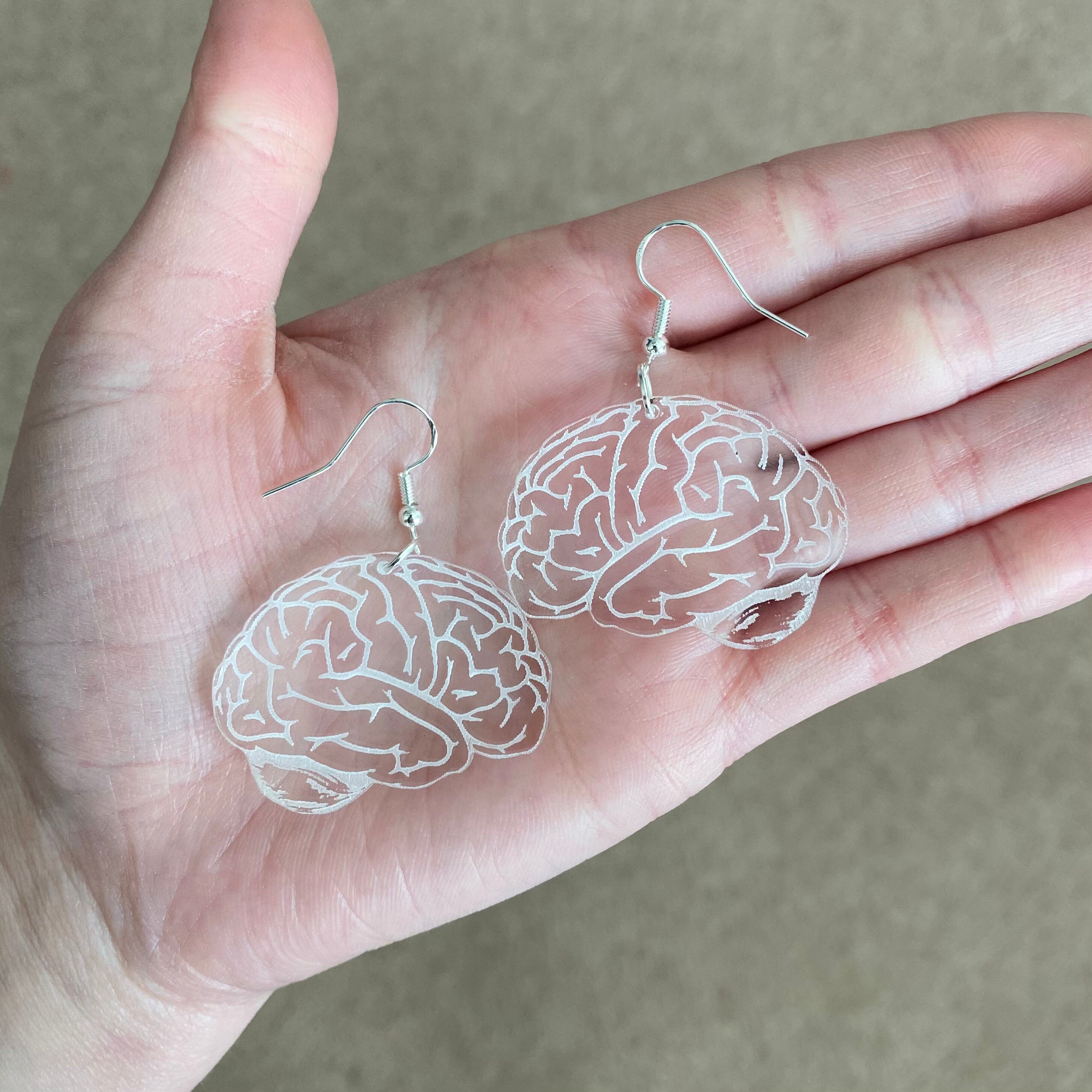 Clear Acrylic Brain Earrings Anatomical Earrings Anatomy | Etsy