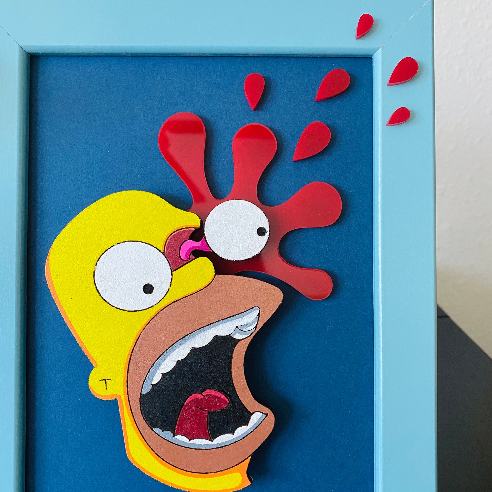 Homer Simpson Exploding Eye Woodcut Painting Original - Etsy