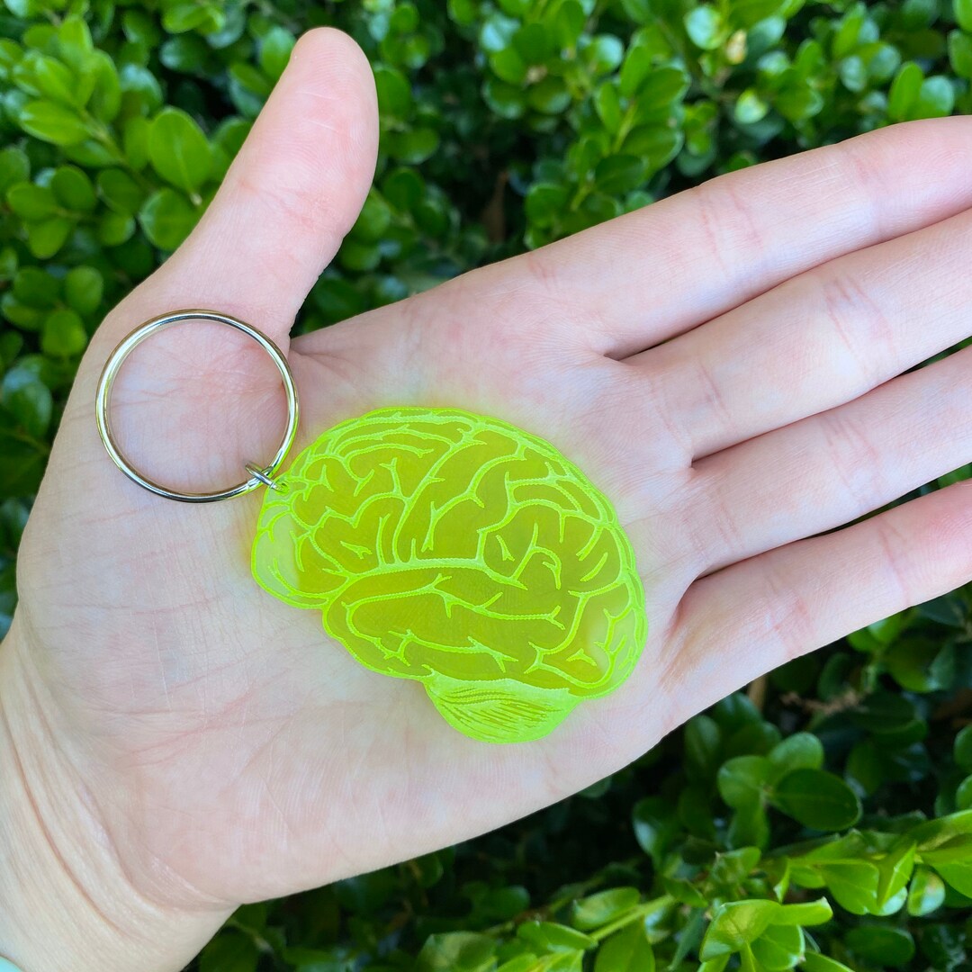 Acrylic Brain Keychain | Neon Green, Pink, or Clear | Laser-cut ...