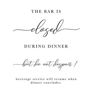 Bar Closed Sign Wedding Dinner Romantic Decor Reception | Etsy