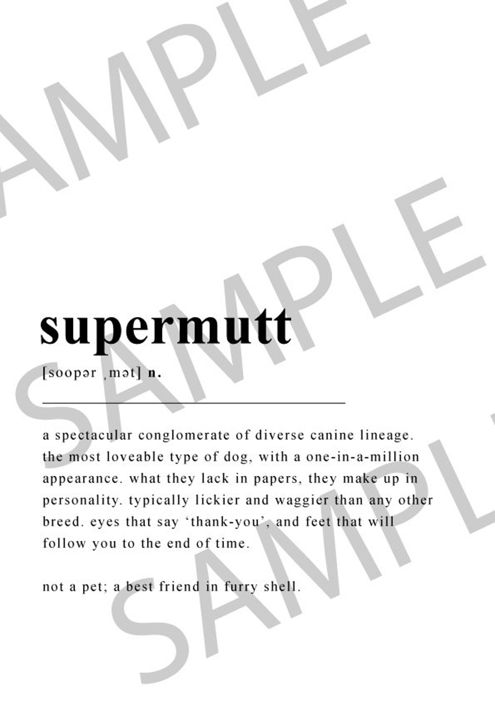 Mutt Wall Art Pet Adoption Dog Breed Definition Puppy Gift - Etsy